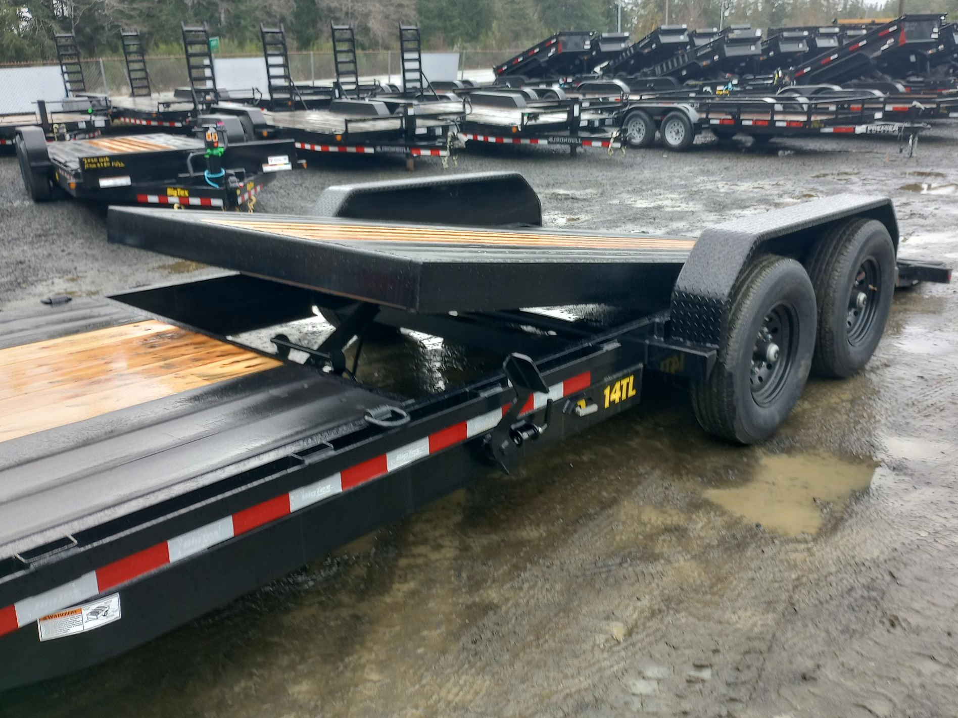 ON SALE - Big Tex 7x22 14K 16/6 Split Deck Tilt Equipment Trailer 14TL-22 Blackwood Outer Boards